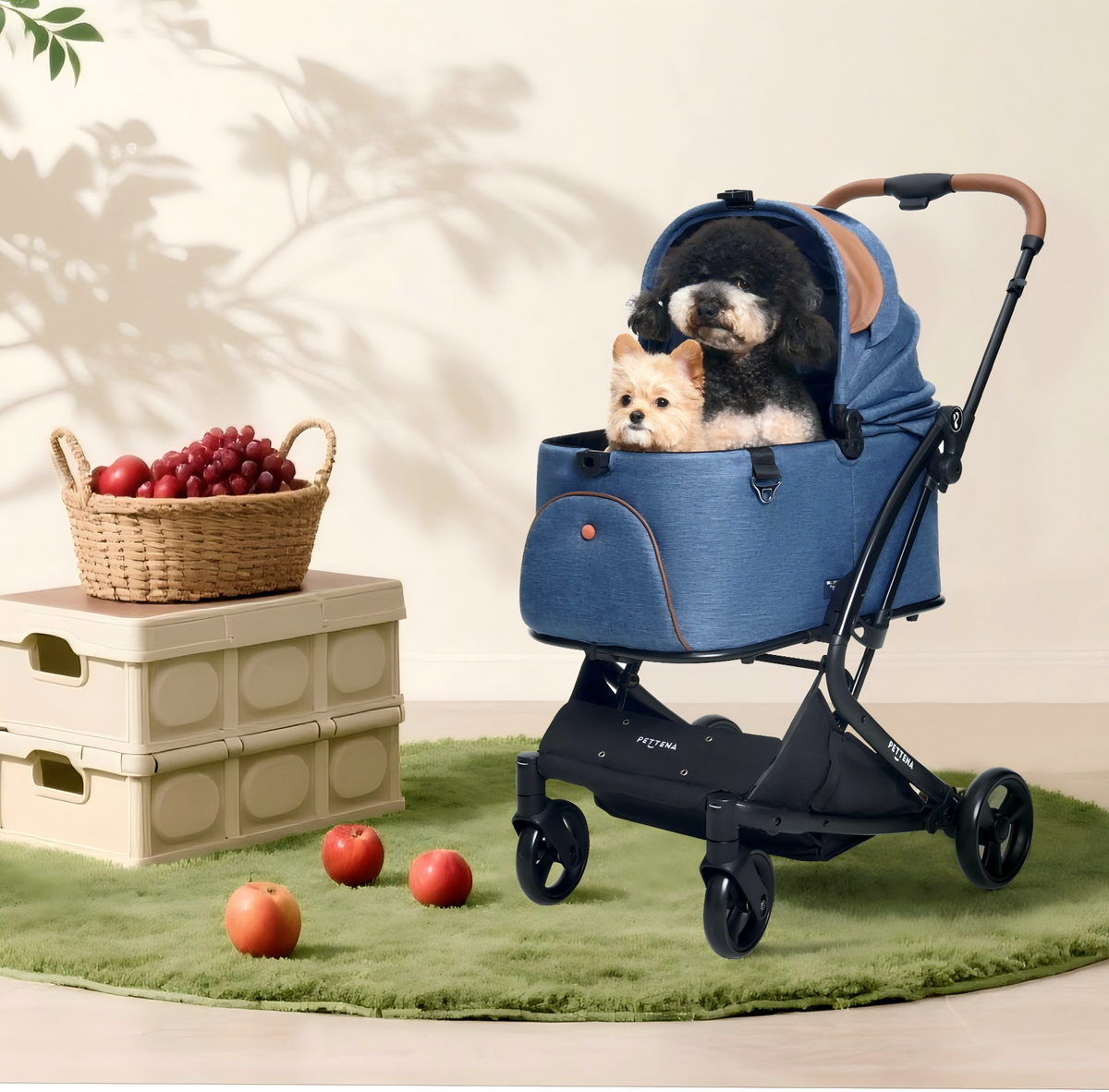 ワンタッチ折りたたみMILOUペットカート｜上級者向け高機能＆小型〜中型犬・多頭飼い対応｜PETTENA公式