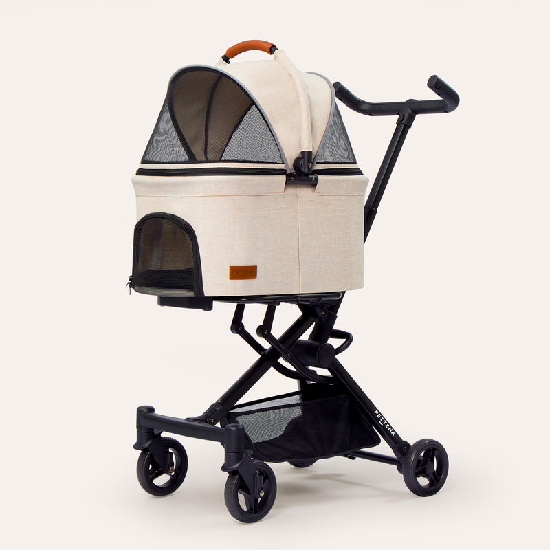PETTENA 小型犬 軽量 コンパクト 折りたたみ式ペットカート PETITE｜A4サイズに折りたためる超コンパクト・電車移動も快適