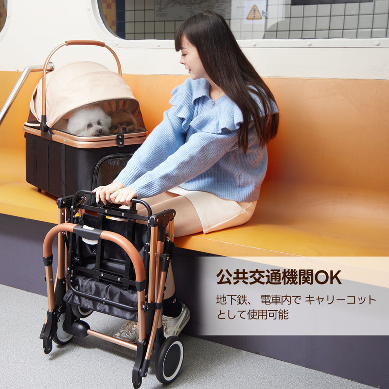 4WAY分離式ペットカート｜車載・散歩に最適な折りたたみ式！中型犬20kg対応・多頭飼いOK｜PETTENA