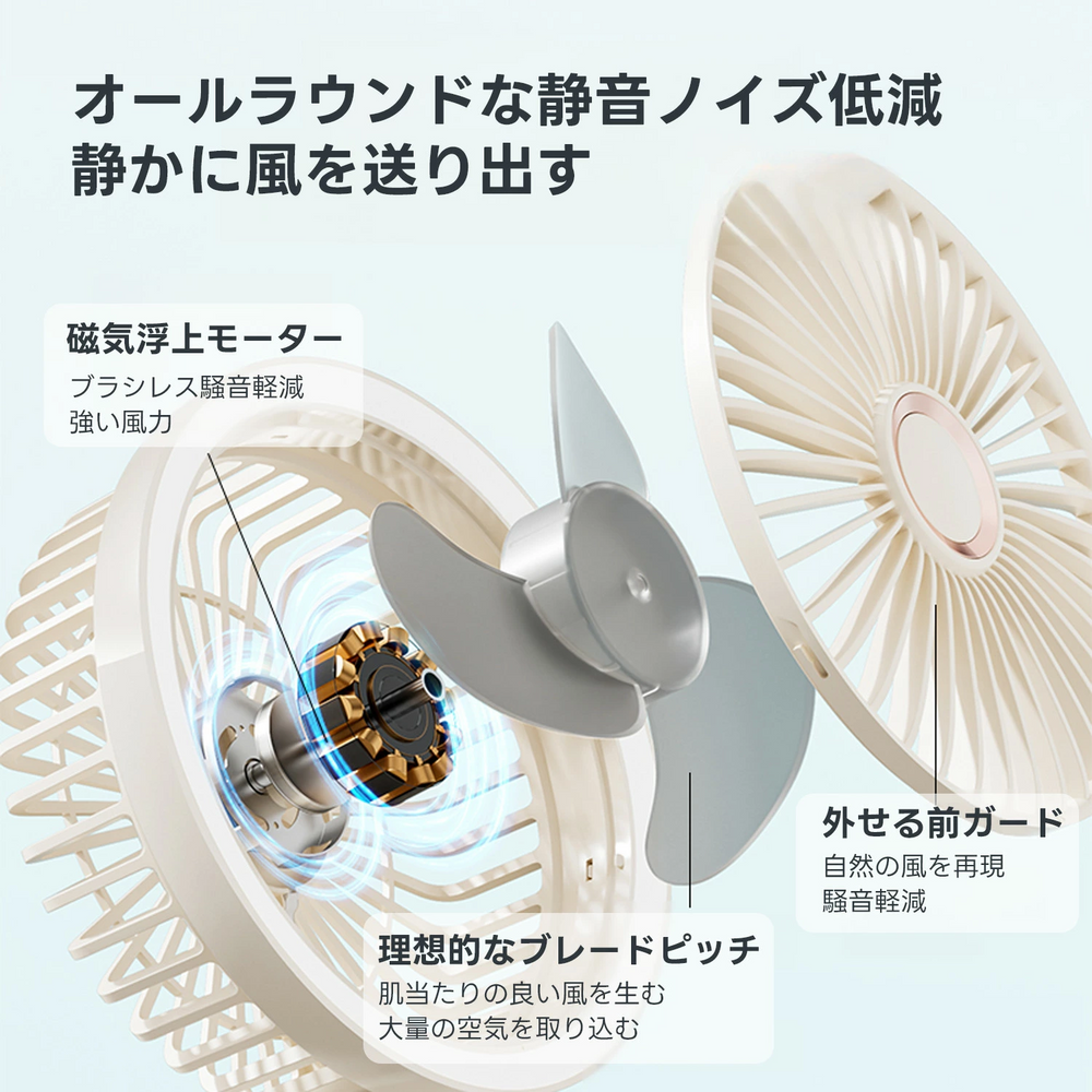 ペットカート用クリップ式小型扇風機｜静音・首振り・360°角度調整